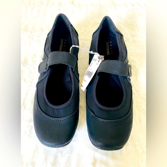 Basic Editions | Shoes | Basic Editions Mandi Black Slipon Mary Jane Sneakers Shoes Sz 6 | Poshmark
